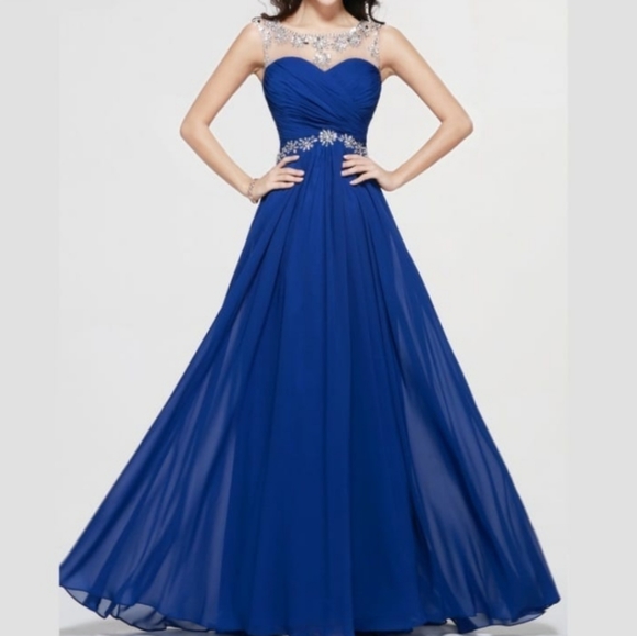 Party Time Formals | Dresses | Royal Blue Illusion Jeweled Prom Dress ...